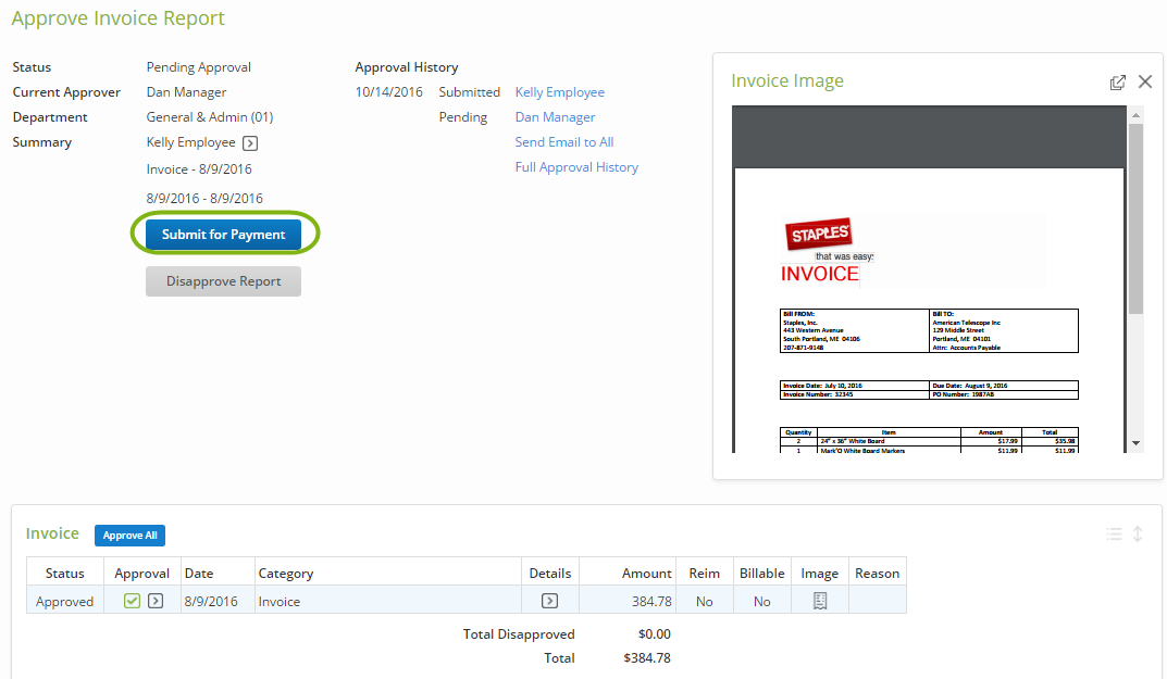 Approving Invoice Reports – Certify Help Center