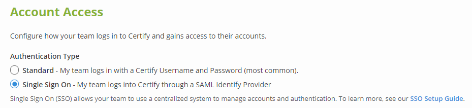 Configuring Single Sign-On – Certify Help Center