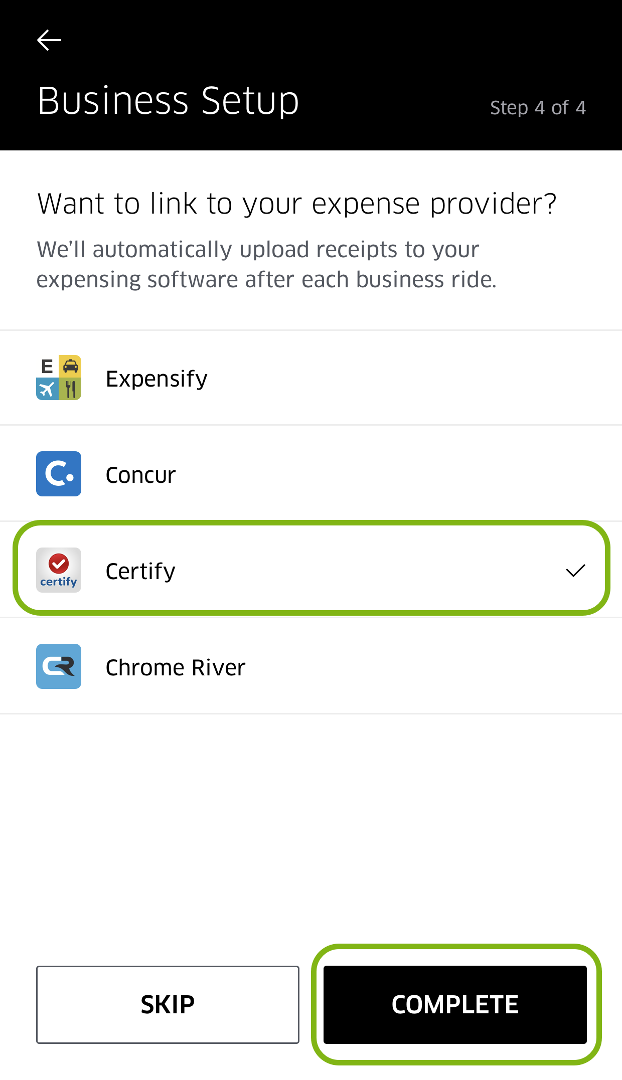 Uber Receipt Integration – Certify Help Center