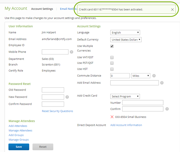 Adding a Credit Card – Emburse Professional Help Center