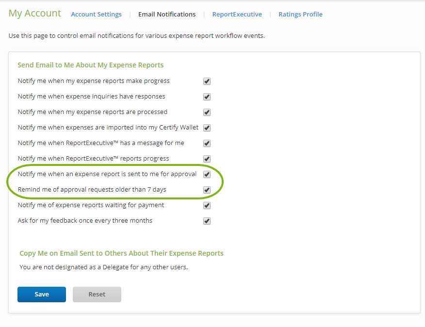 Managing Email Notifications – Emburse Professional Help Center