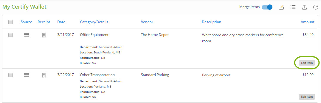Editing Receipts & Expenses in the Wallet – Certify Help Center