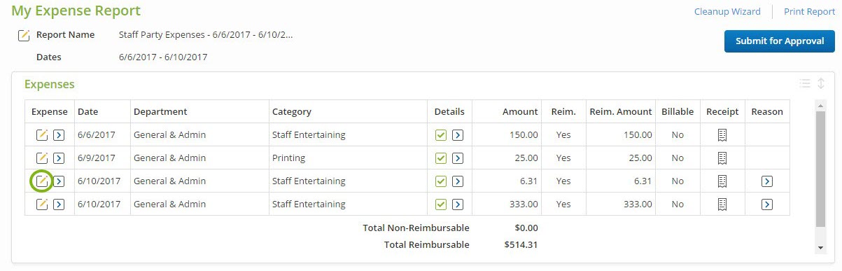 Editing an Expense in a Draft Report – Emburse Professional Help Center