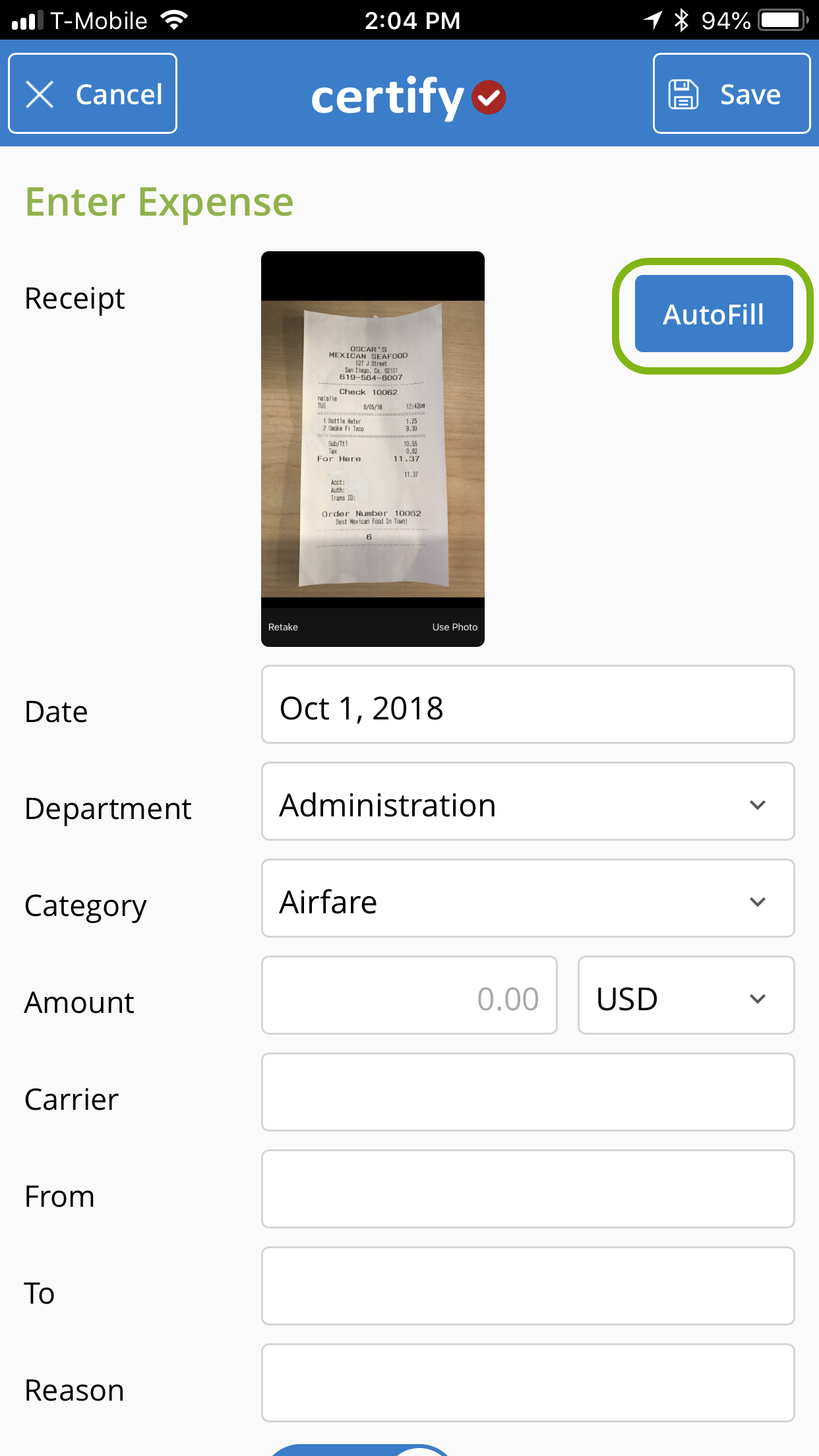 Adding Receipts from your Photo Gallery – Certify Help Center