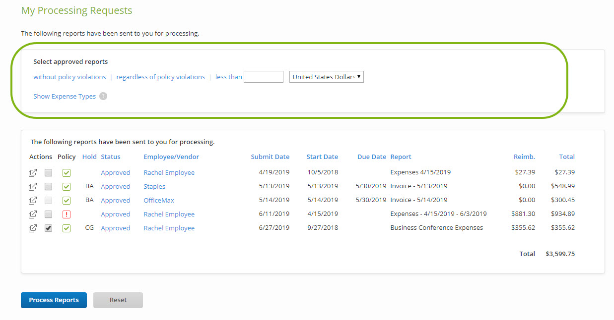 Bulk Processing Expense Reports – Certify Help Center