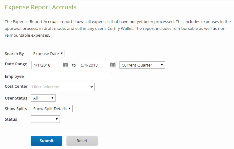 Expense Report Accruals – Certify Help Center