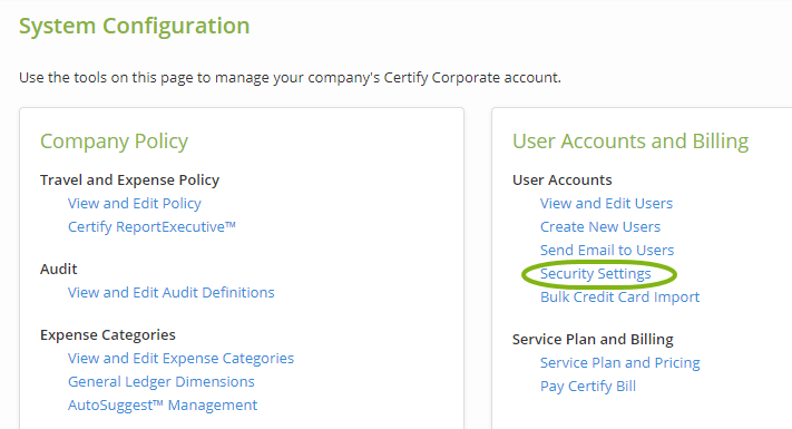 Managing Your Company's Security Settings – Certify Help Center