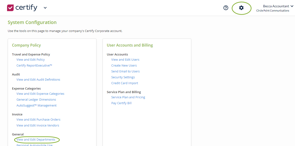 View and Edit Departments – Certify Help Center
