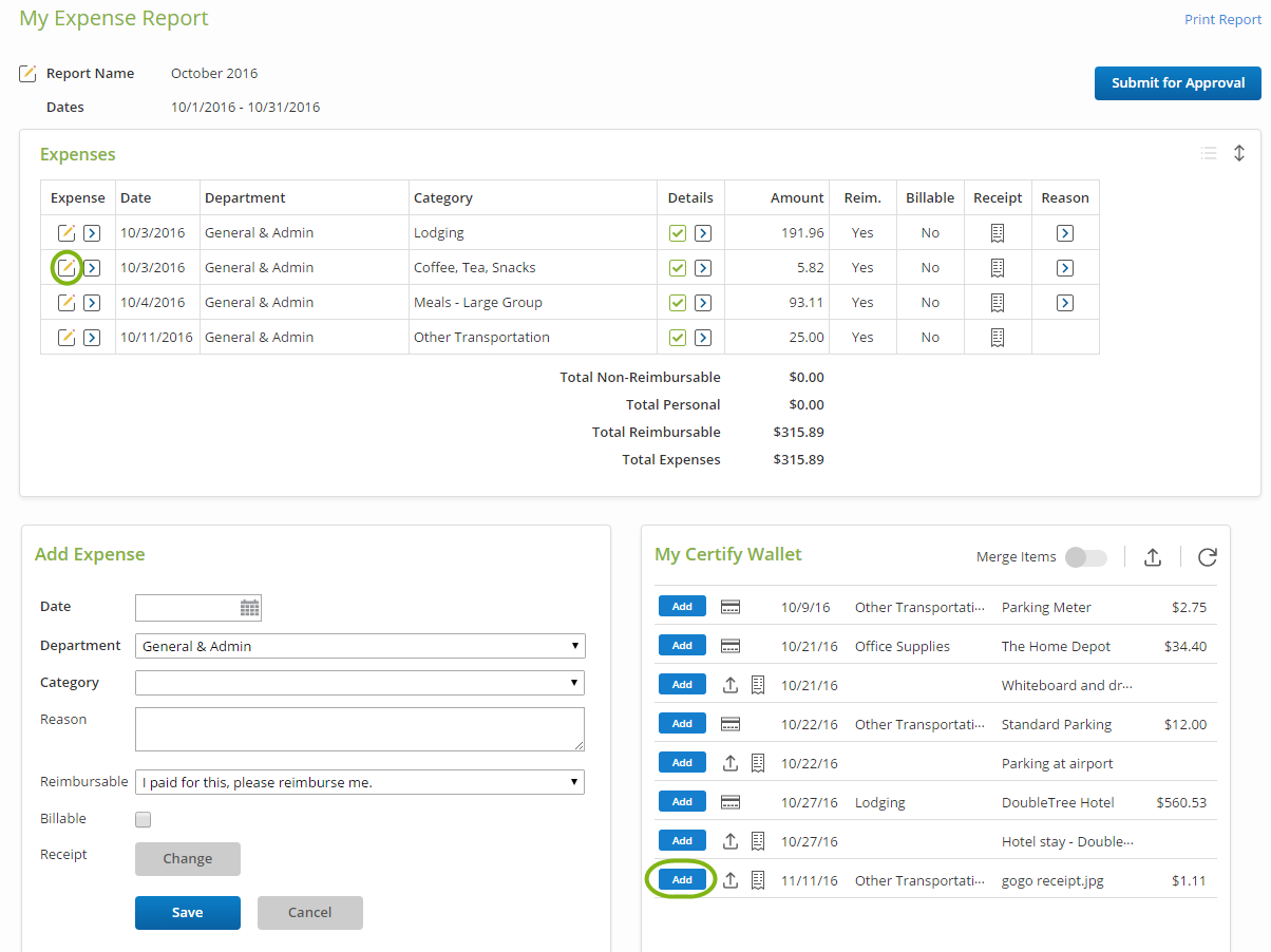 Creating a Personal Expense – Certify Help Center