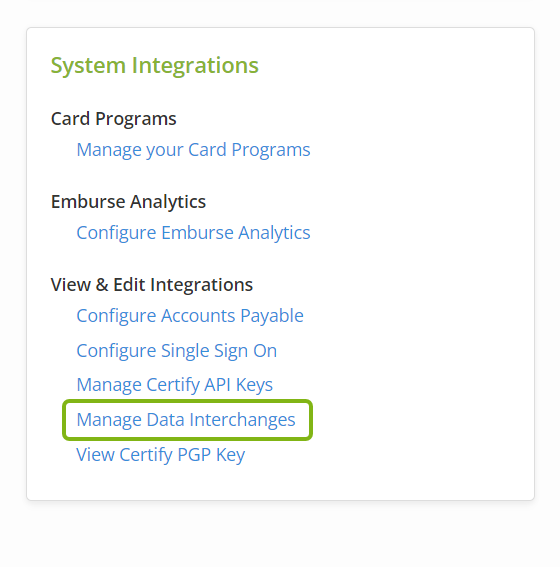 Creating Data Interchanges – Emburse Professional Help Center
